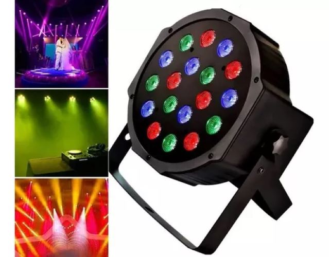 Pack de 2 Focos LED RGB DMX – 18 LEDs para Fiesta y Disco – EHOME-BAG